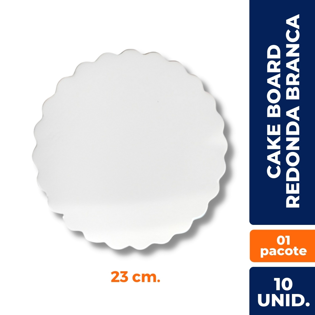 KIT C/ 01 UN. DE CAKE BOARD REDONDA (23CM.) BRANCA – Tamarozzi Embalagens